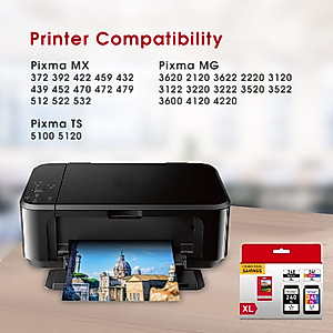 PG-240XL/CL-241XL Ink Cartridges Replacement for Canon 240 241, Black and Color, Remanufactured 240XL 241XL Combo Pack, Use to Canon PIXMA MG3620 TS5120 MG2120 MX452 MX512 MX532 Printer