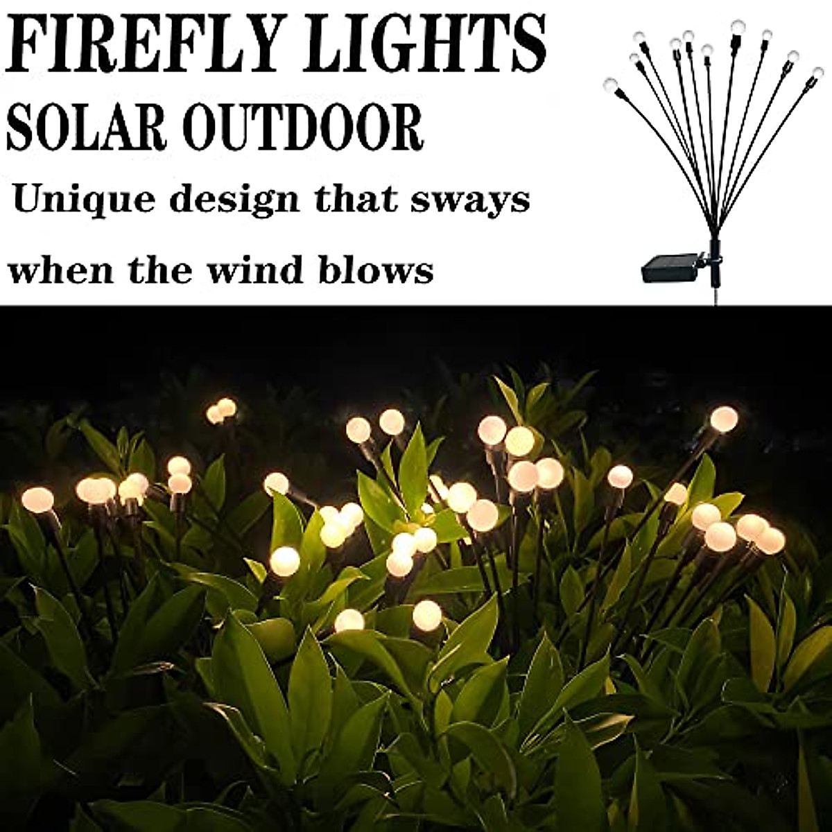 YTIUU 2 Pack Firefly Lights Solar Outdoor, Starburst Swaying Solar Lights,Swing Garden Waterproof Decor When Wind Blows for Backyard Patio Terrace Lawn Path Holiday Decor