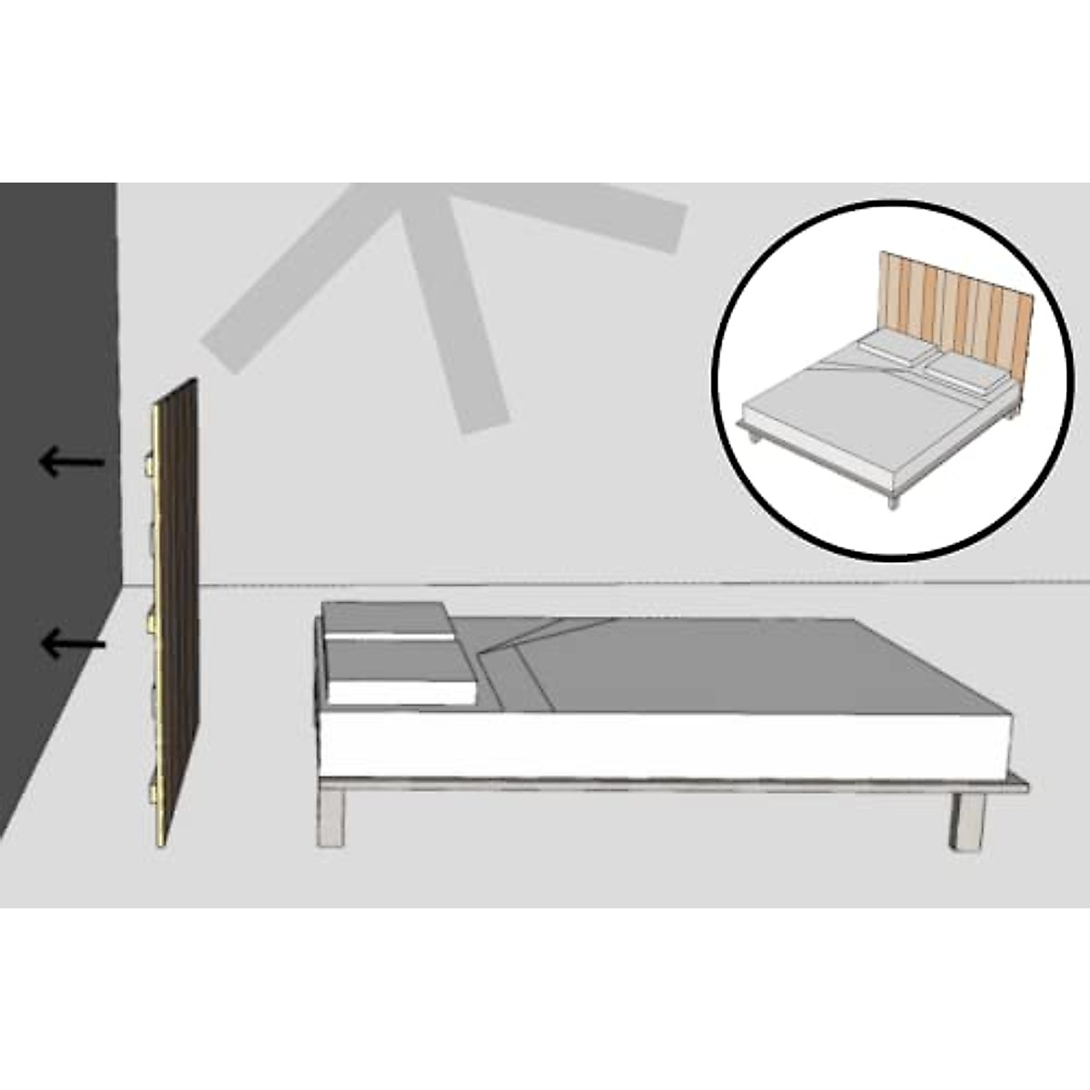 Barn Walls Graywash Headboard Handcrafted, Colorwash Solid Wood Headboard, Leans and Sticks on Wall, Smooth Finish, Anti-Shake Rattle Free, Queen Size