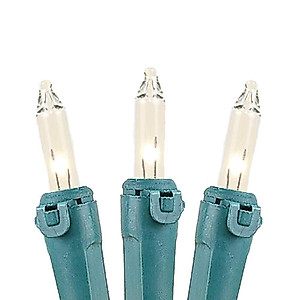 Novelty Lights 20 Light Clear Christmas Craft Mini Light Set, Green Wire, 8' Long