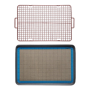 CasaWare 3pc Ultimate Commercial Weight 15 x 10 x 1-inch Cookie Sheet/Cooling Grid/Silicone Mat Bakeware Set (Silver Granite)