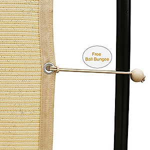 Shatex 90% Shade Fabric 6X 16ft Sun Shade Cloth Taped Edge with Grommets Sun-Block Mesh Shade for Pergola Cover Canopy Wheat, 12 Bungee Balls