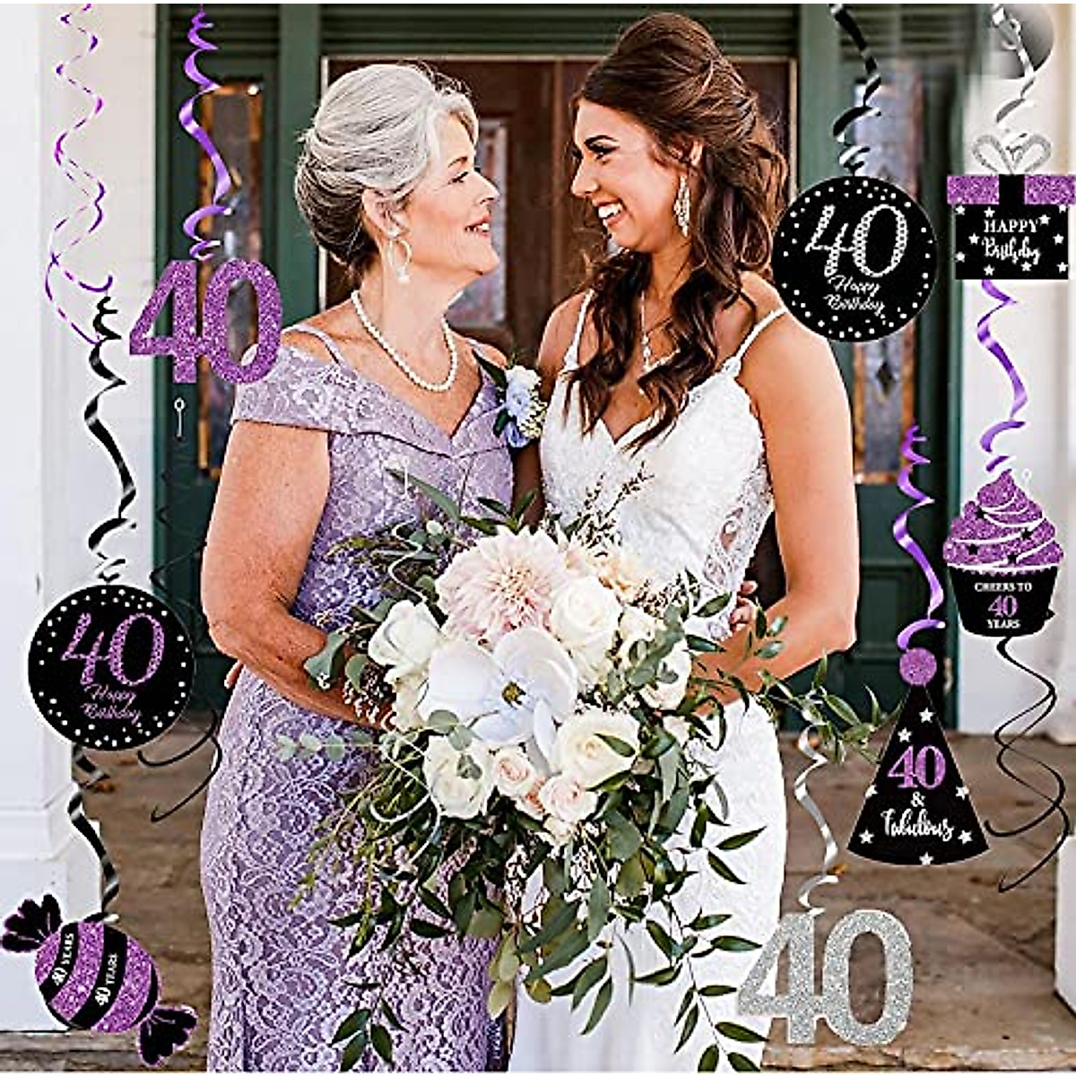 40th Birthday Decorations Women Purple Black Silver for Women Qian’s Party Purple Silver Black Foil Hanging Swirls Decorations 40th Birthday Party Hanging Decor – Women 40th Birthday Party Decorations