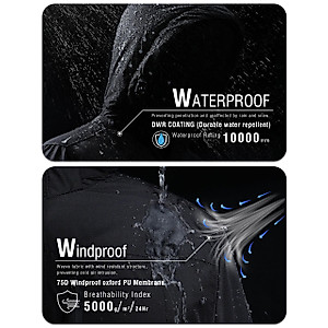 Rapoo Winter Coats for Men - Waterproof Windbreaker Jackets, Fleece Warm Snowboard Ski Coats, Dark Grey, XL