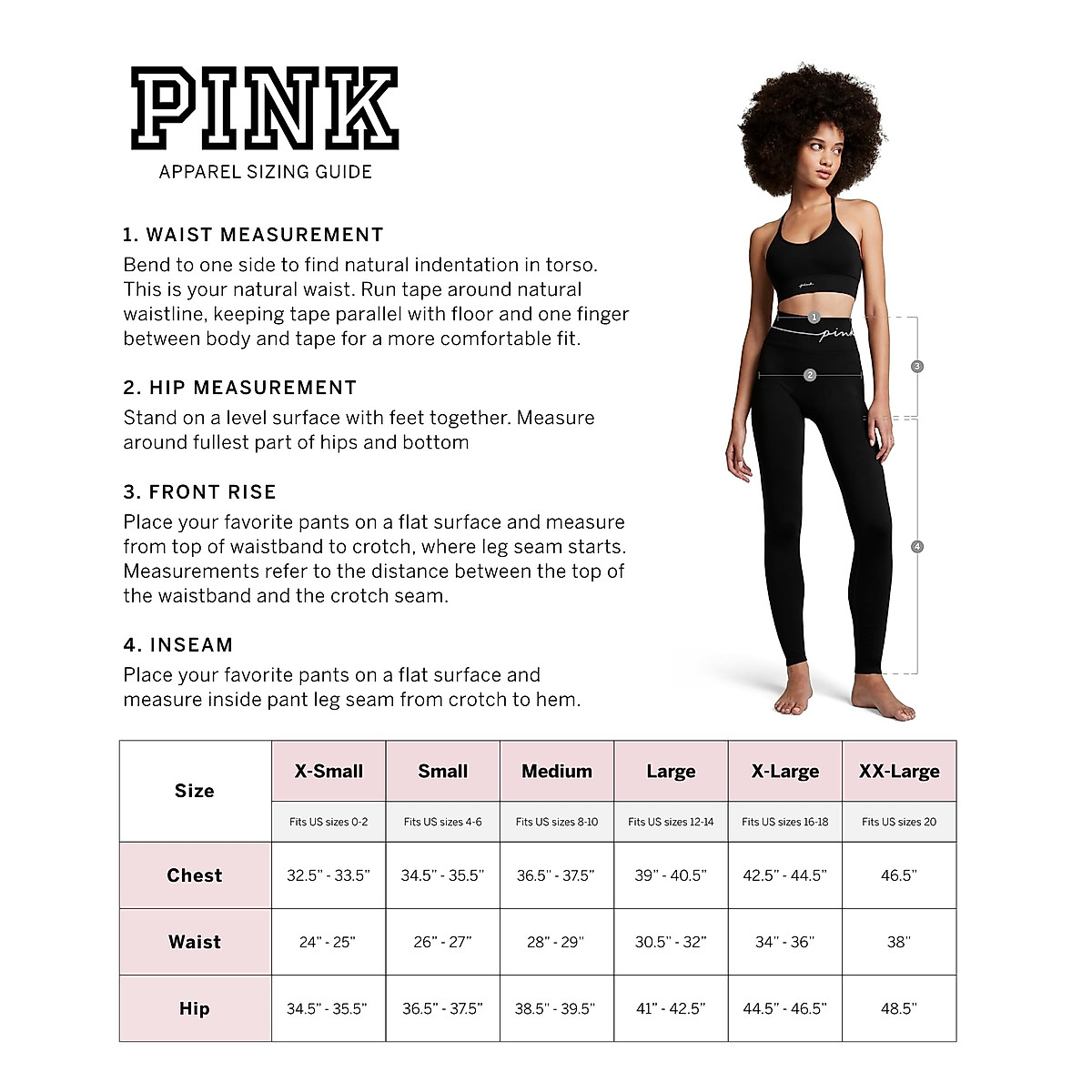 Victoria's Secret Women's Pink Logo Cotton Leggings, Pure Black with White Ticking, XS