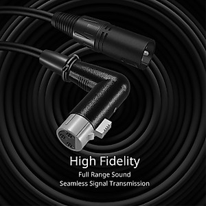 TNP Premium 50ft Male to Female Right Angle XLR Cable Balanced 3 Pin Microphone Audio Wire Cord Interconnect Connector Plug Adapter Converter for Professional Recording Camcorders Cameras