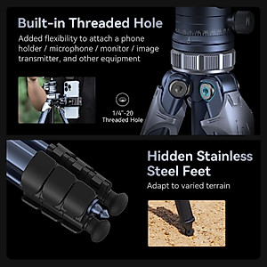 SmallRig AP-02 Lightweight Travel Tripod, 63" Camera Tripod with Compact Unconventional Center Column, 360° Ball Head, QR Plate, Travel Bag, Load up to 17.6 lbs / 8 kg, for Most DSLR Cameras -4222
