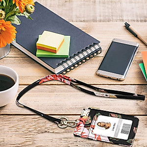 ID Badge Holder with Lanyard Vertical: Flower ID Name Badge Card Holder with Lanyard for ID Badges