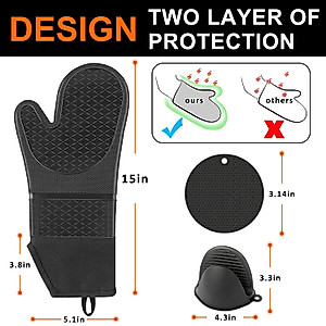 Landisun Apron Oven Mitts Non Slip Gloves Kitchen Chef Cooking Gag Gift Baking