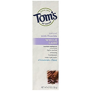 Tom's of Maine Natural Whole Care Toothpaste with Fluoride, Cinnamon Clove, 3 Count