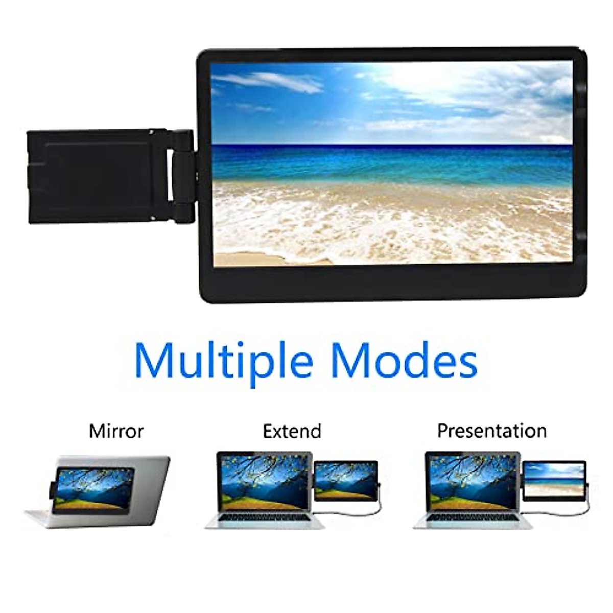 Laptop Monitor Extender, Mini HD Multimedia Interface 1366x768 HD Type C 3.1 Interface 11.6in Laptop Screen Extender for Notebook Computer
