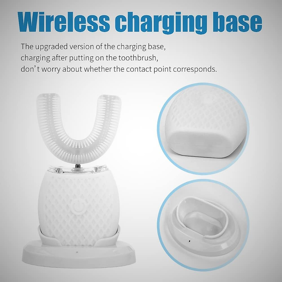 Ultrasonic Automatic Toothbrush u Shaped Toothbrush Whole Mouth Toothbrush Toothbrush for Adults 360°Electric Toothbrush 30'' Automatic Timer Washable Travel Home Dual-use (White)