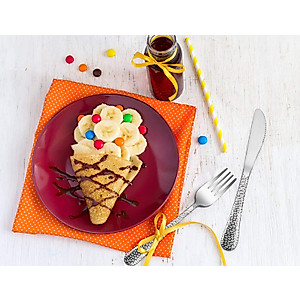 12 Piece Kids Utensils Silverware Set, E-far Stainless Steel Hammered Toddler Cutlery Child Flatware Progress Set, Small Adult Diet Tableware Include Fork Spoon Knife, Mirror Finished, Dishwasher Safe