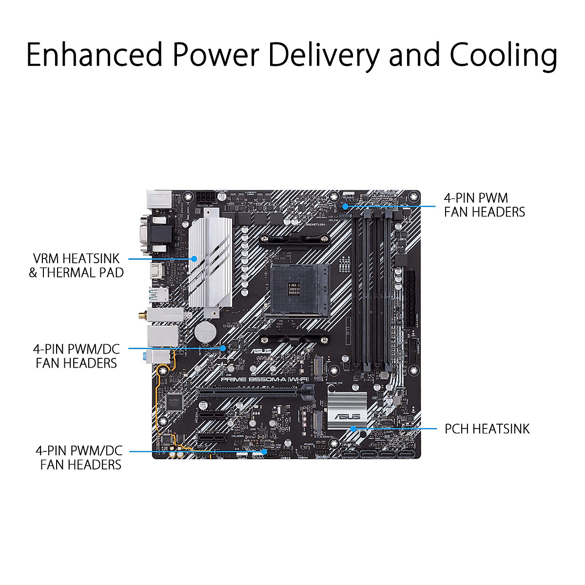 ASUS Prime B550M-A WiFi AMD AM4 Zen 3 Ryzen 5000 & 3rd Gen Ryzen Micro ATX Motherboard (PCIe 4.0, WiFi 6, ECC Memory, 1Gb LAN, HDMI 2.1/D-Sub, 4K@60HZ, Addressable Gen 2 RGB Header and Aura Sync)