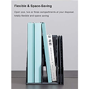 Leven/Deli Collapsible Magazine File Holder/Desk Organizer for Office Organization and Storage with 4 Vertical Compartments