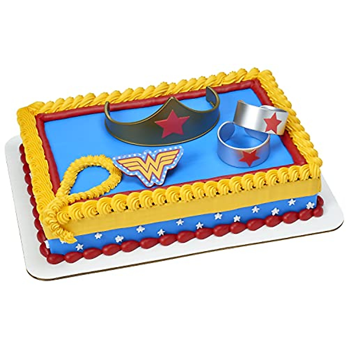 DecoPac 7222, Wonder Woman Strength and Power Cake Toppers, 3", count of 4