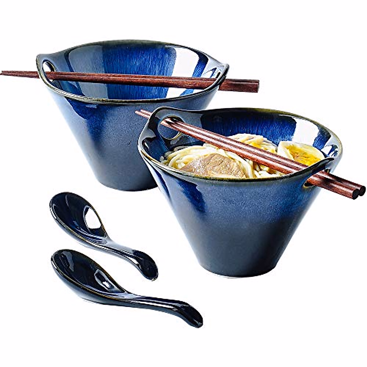 uniidea Ceramic Ramen Bowl,Noodle Bowls 20oz Porcelain Ramen Bowls for Soup,Noodle,Pho,Udon,2 Sets (6 Pieces)