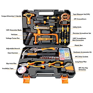 tool kit box set 95pc,Small cordless with power drill bit,Car Tools kit or Portable Case,Thanksgiving Day Travel electric drill ToolKit，Handyman Repair for home Men/Women tools Gifts