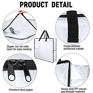 10 Pieces Oversized Clear Storage Bags with Handles and Zippers Moving Bag for College Carrying, Bedding, Blankets, Comforters, Clothes and Toys Organizer