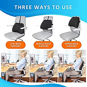 Lumbar Support Pillow for Office Chair for Back Pain Relief - Mini Lumbar Pillow Office Chair Back Support with Height Adjustable Strap - High Density Memory Foam Back Pillow Back Support Office Chair