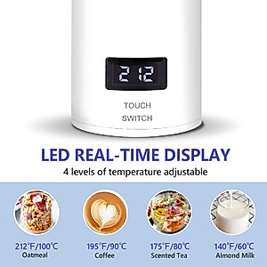 GRACEALL Portable Electric Kettle 400ML - Compact Travel Water Boiler Small Electric Thermos for Boiling Water, Camping Water Heater Personal Tea Maker with Temperature Display