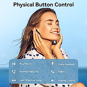 CAPOXO Wireless Earbuds, V5.3 Bluetooth Headphones 50Hrs Battery Life with Wireless Charging Case & LED Power Display Deep Bass Ear buds Waterproof Earphones Microphone Stereo Headset for TV Phone Laptop, N7-BL-2306, Black