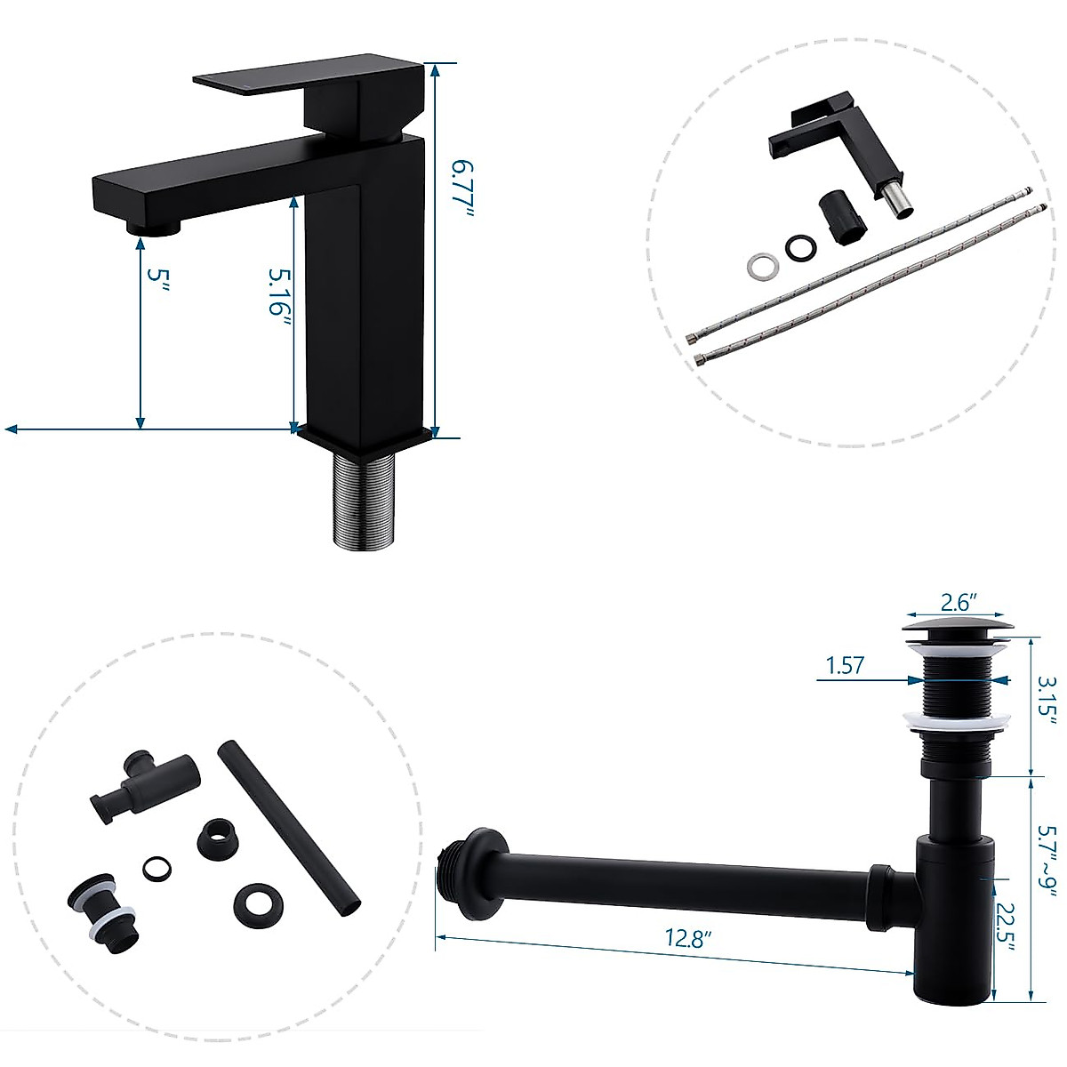 Wall Hung Basin Sink Small Cloakroom Basin Sink, Wall Mount Rectangle Ceramic Wash Basin Small Right Hand Vessl Bain Sink Set With Faucet&Drain For Bathroom