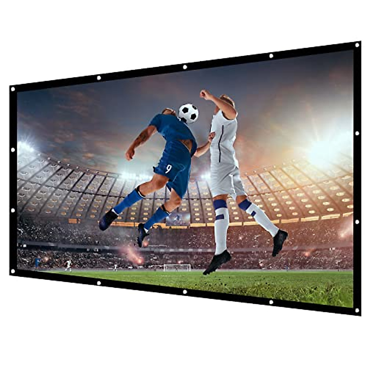 100 Inch Front and Rear Projector Screen, Simple Hangable Movie Screen with Hooks, Ropes, Portable Office Indoor & Outdoor Video Projection Screen