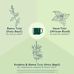 Organic India Tulsi Original Herbal Tea - Holy Basil, Stress Relieving & Energizing, Immune Support, Adaptogen, Vegan, USDA Certified Organic, Non-GMO, Caffeine-Free - 18 Infusion Bags, 3 Pack