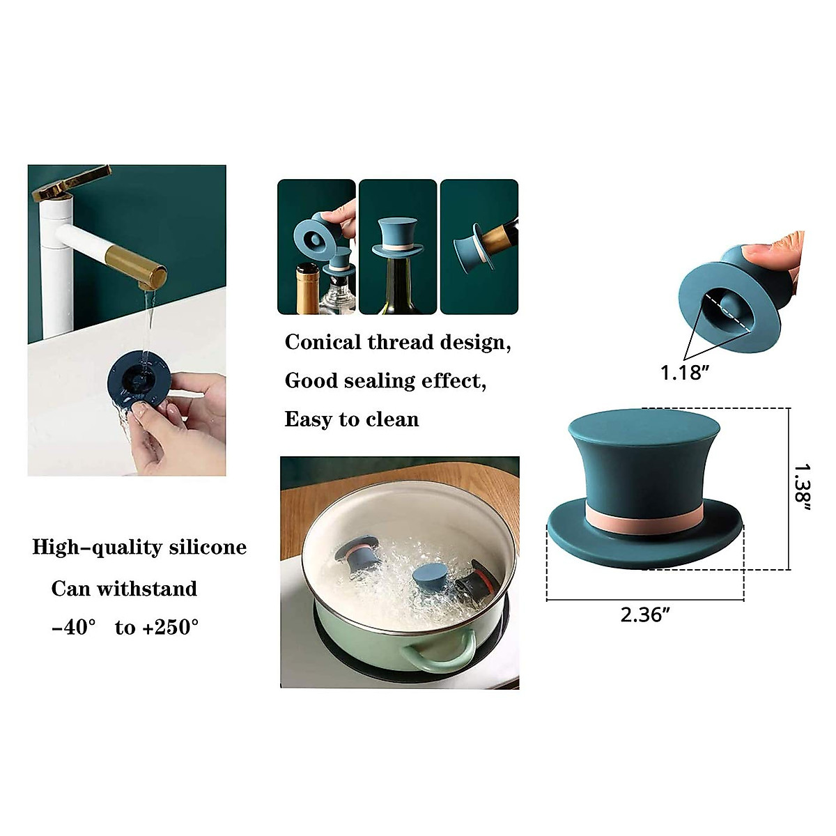 Ubrand 9NAT Silicone Magic Cap Bottle Stopper, Acrylic