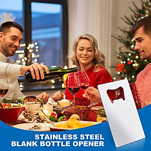 Didaey 6 Pcs Sublimation Bottle Opener Blanks Credit Card Bottle Opener Metal Stainless Steel Wallet Beer Opener for Christmas Wedding Party Gifts Bar Kitchen Restaurant, White 2.09 x 3.35 Inch