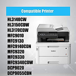 FVLFIL XPIWHTOW 4Benefit (5-Pack) Compatible for TN225 TN221 Toner Cartridge TN221/225 2B/C/Y/M (High Yield) for Use in HL-3140CW HL-3170CDW HL-3180 MFC-9130CW MFC-9330CDW MFC-9340CDW Laser Printers