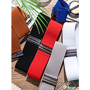 6 Pieces Elastic Belt Stretchy Belt Vintage Waist Belt with Metal Buckle for Women Girl