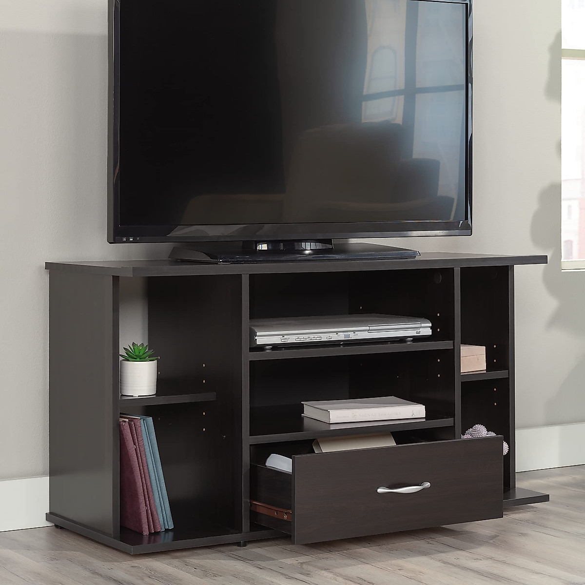 Sauder Beginnings Panel TV Stand, For TV's up to 42", Cinnamon Cherry finish