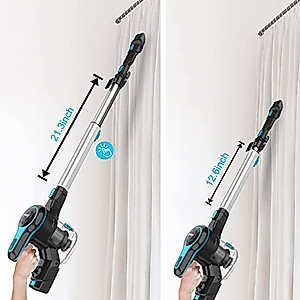 INSE Cordless Vacuum Cleaner, 6-in-1 Rechargeable Stick Vacuum with 2200 m-A-h Battery, Powerful Lightweight Vacuum Cleaner, Up to 45 Mins Runtime, for Home Hard Floor Carpet Pet Hair-N5S Azure