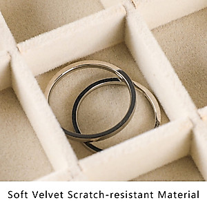 Frebeauty Jewelry Organizer Tray,Stackable Velvet Jewelry Trays,Drawer Inserts Earring Organizer For Women Jewelry Storage Display Case for Rings Stud Necklaces,Set of 6(Beige)