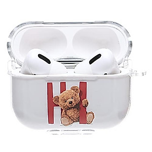 ONLYOU Compatible with Airpods 3rd Case Korean PC Bear Teddy Bear Clear Transparent Airpods Pro Cover Cute Women's Earphone Case Carabiner Charm (Airpods (3rd Generation) Clear)
