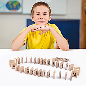 DSYJ Domino & Tile Games, Wood Letter Tiles, Scrabble Letters for Crafts - DIY Wood Gift Decoration - Scrabble Crossword Game Wood Color 400 Pcs