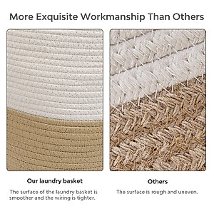 Cotton Rope Baskets for Storage, Large Woven Laundry Basket for Living Room, Decorative Nursery Hamper for Organizing Baby Toys,Clothes,Blanket,etc.
