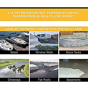 Wayne EEAUP250 1/4 HP Reinforced Thermoplastic Submersible Multi-Use Pump, 1, Black