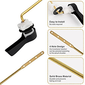 Hibbent 2 Pack Universal Front Mount Toilet Handle Tank Flush Lever Replacement Handle with 2 Pieces Stainless Steel Flapper Chains for Most Front Mount Toilets - Matte Black Finish Toilet Handle
