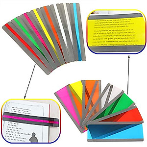 Lind Kitchen 16pcs Multi-Colored Guided Reading Strips Colored Overlays Highlighter Multipurpose Bookmark Strip for Children/Student/Teacher/Dyslexia People 8 Colors(Small + Large)