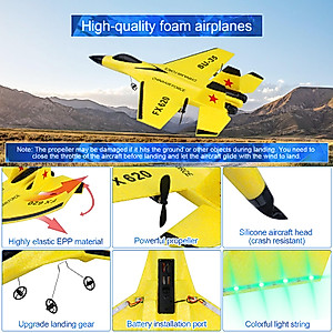 RC Airplane 2CH RC Plane Ready to Fly 2.4GHz Remote Control Plane SU35 RC Jet Easy to Fly Airplane Toys for Boys Gift for Kids Beginners with Night Lights USB Charging（Yellow