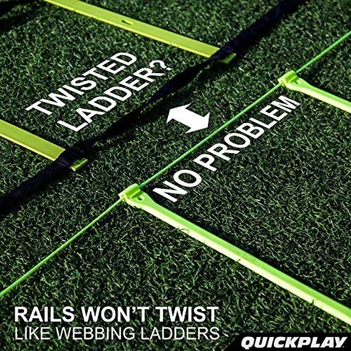 QuickPlay PRO No Tangle Agility Ladder with Quick Lock Adjustable Flat Rungs + Carry Bag (11-Rung) Multi-Sport Speed Ladder/Training Ladder