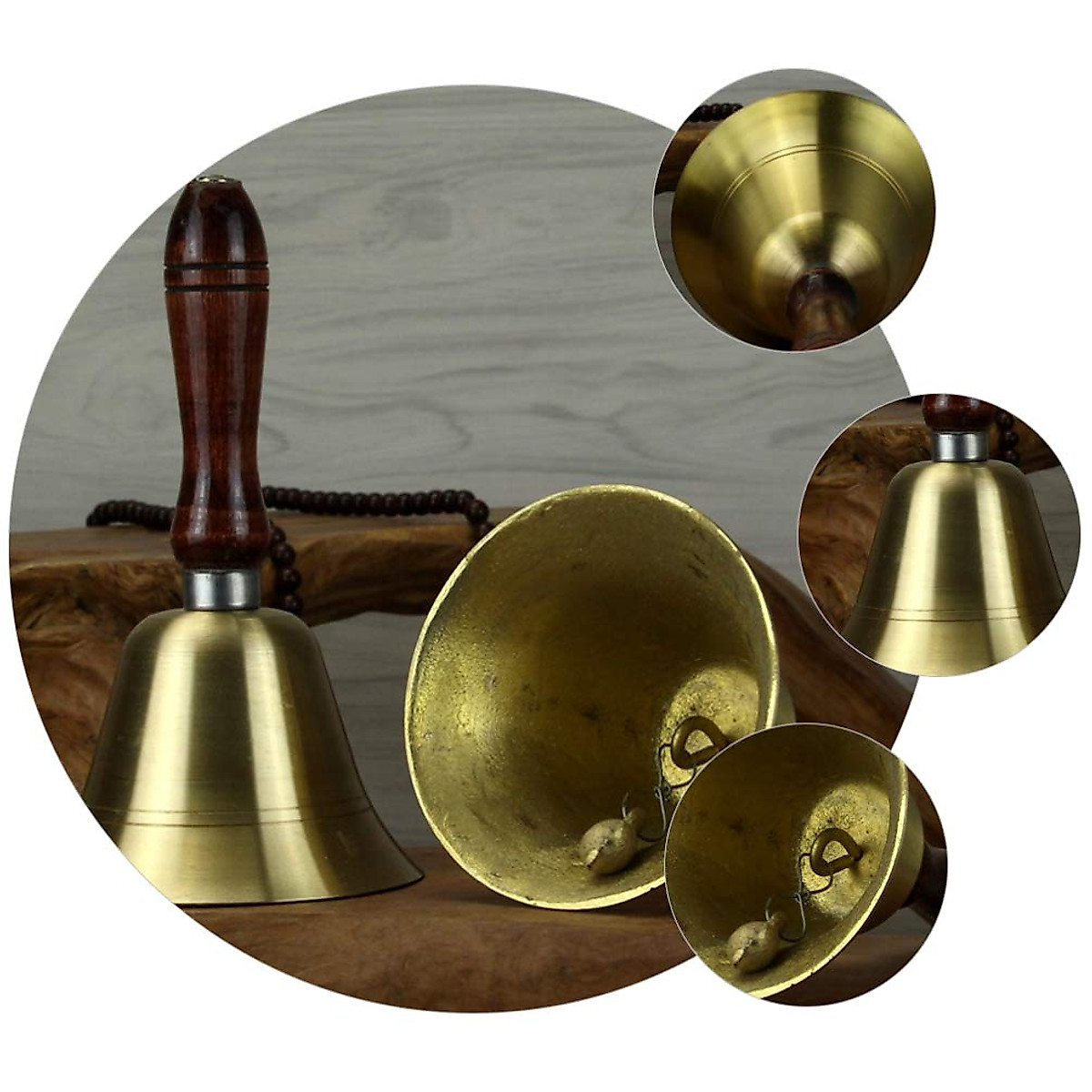 TOYANDONA Metal Hand Bells Call Bell Service Hand Bells Black Wooden Handle Handbells Santa Hand Bell Note Handbell Diatonic Metal Bells Musical Percussion for Christmas Dinner Shop Hotel