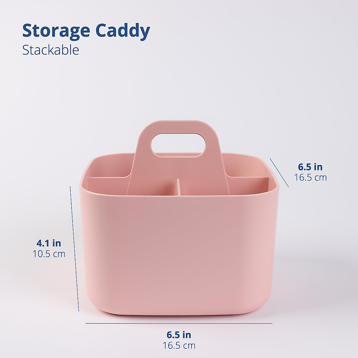 BLUE GINKGO Multipurpose Caddy Organizer - Stackable Plastic Caddy with Handle | Desk, Makeup, Dorm Caddy, Classroom Art Organizers (Made in Korea) - Pink