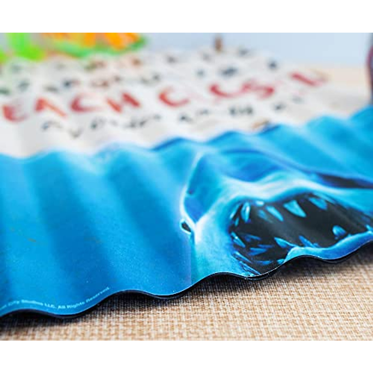 JAWS "Beach Closed" Corrugated Tin Sign Hanging Wall Art | Steven Spielberg Classic Movie Gifts and Collectibles | 12 x 16 Inches