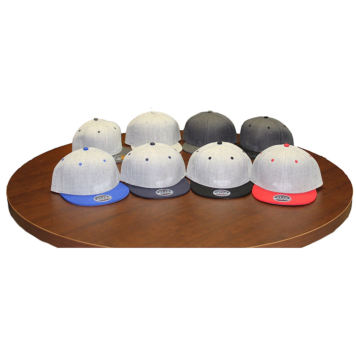 Custom Snapback Hat. Otto. Embroidered. Your Own Text Flatbill Bill Snapback. (Red/Black Bill)