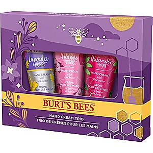 Burt's Bees Christmas Gifts, 3 Body Care Stocking Stuffers Products, Hand Cream Trio Set - Lavender Honey, Watermelon Mint & Wild Rose Berry Shea Butters
