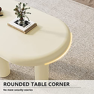 QEZEOM Simple Dining Table Oval Dining Table Cream Style Dining Table for 4 People Modern Fashion Cartoon Indoor Kitchen Furniture 62.99×31.49×29.52" White